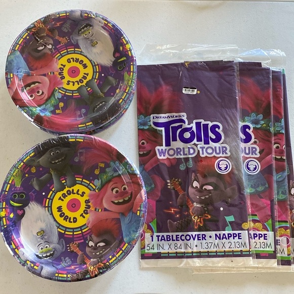 Trolls | Party Supplies | Trolls World Tour Party Set 9 Plate Sets And ...